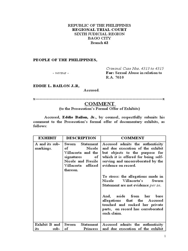 Comment To Formal Offer | PDF