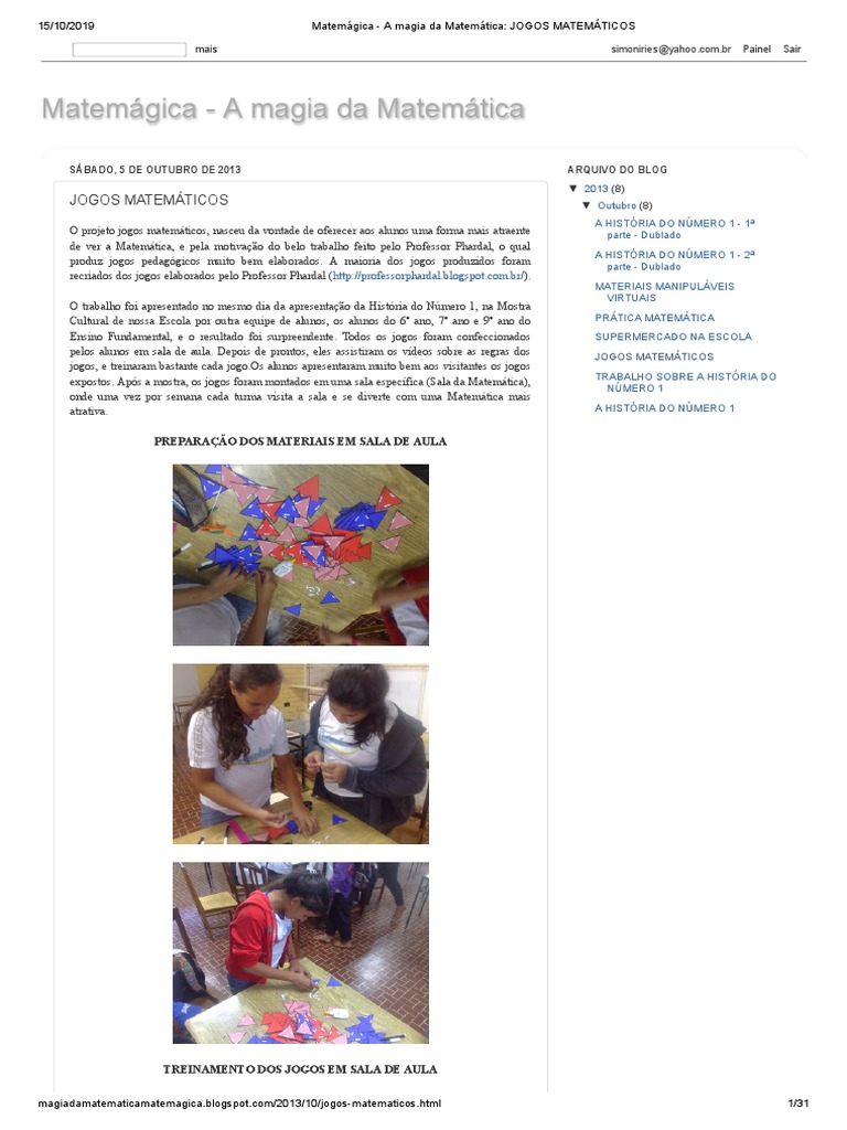 Matemágica - A Magia Da Matemática - JOGOS MATEMÁTICOS | PDF