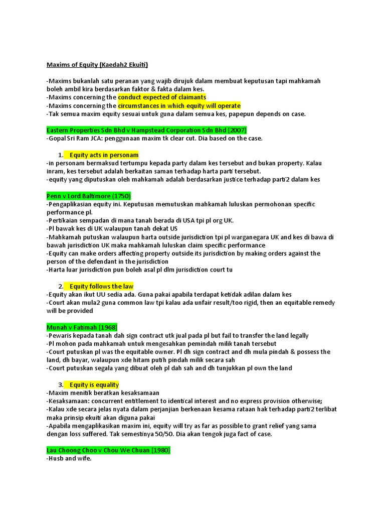 Maxims of Equity | PDF