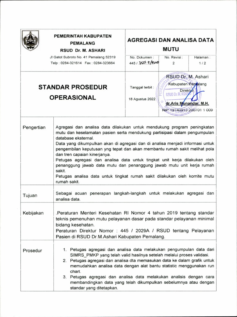 Spo Agregasi Dan Analisa Data Mutu | PDF
