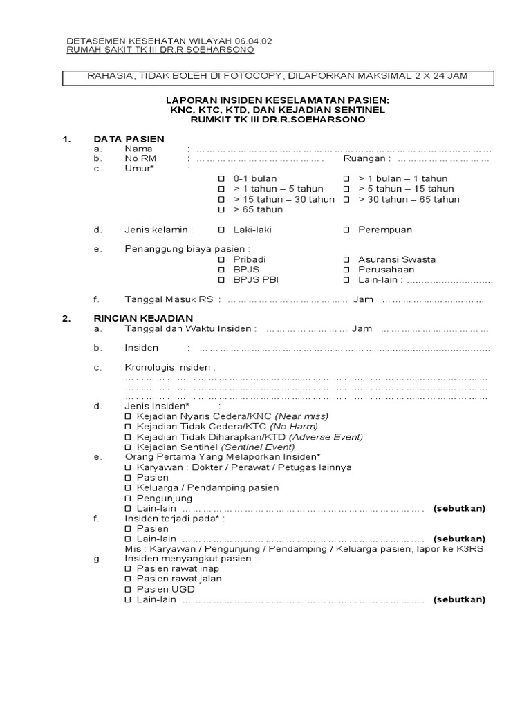 Formulir Laporan IKP TPT | PDF