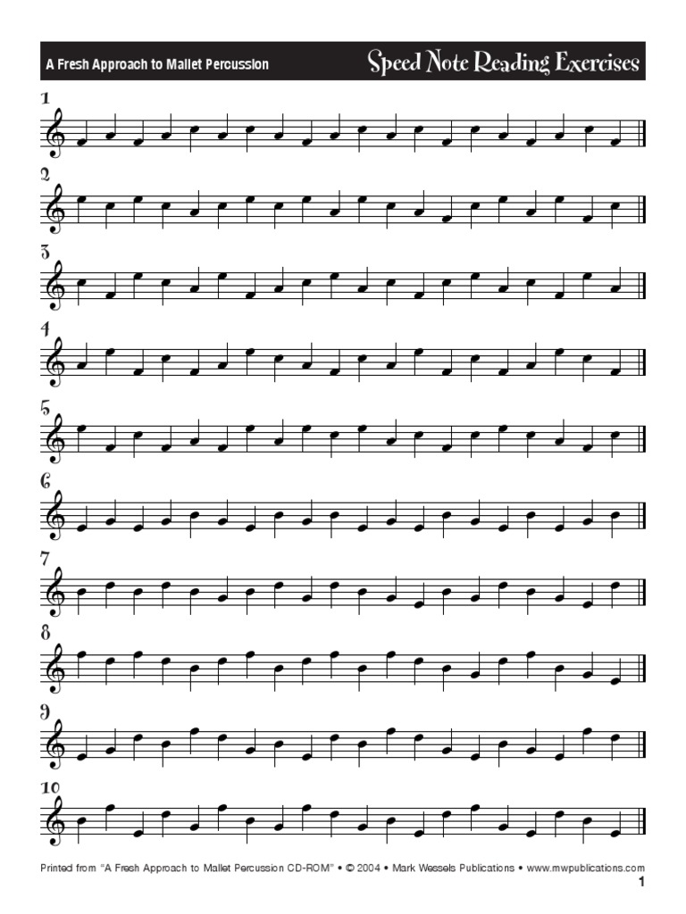 Speed Note Reading | PDF | Percussion Instruments | Musical Instruments
