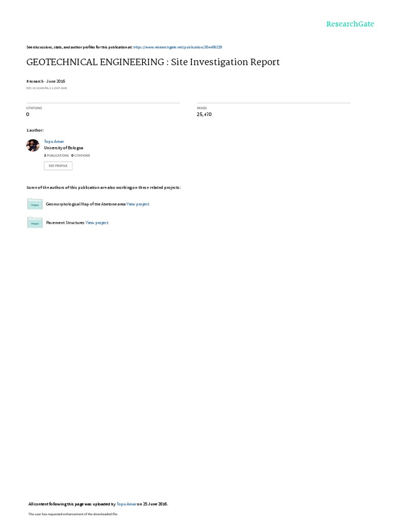 Site Investigation Report Summary | PDF | Materials | Soil Science