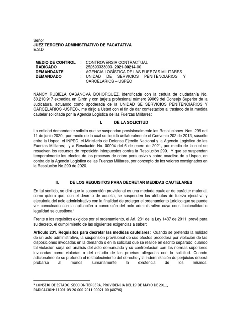 Descorre Traslado Medida Cautelar | PDF | Mandato | Justicia