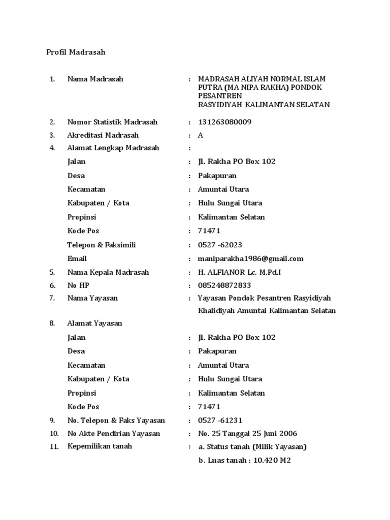 Profil Madrasah | PDF