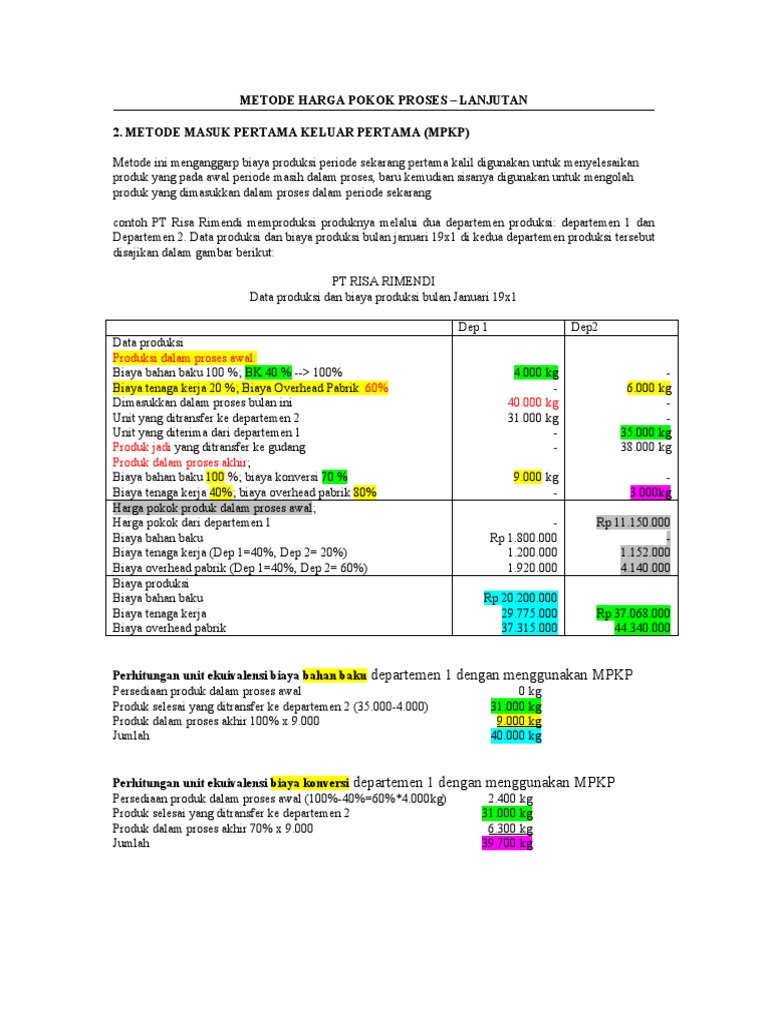 Metode Harga Pokok Proses (MPKP) - 1 | PDF