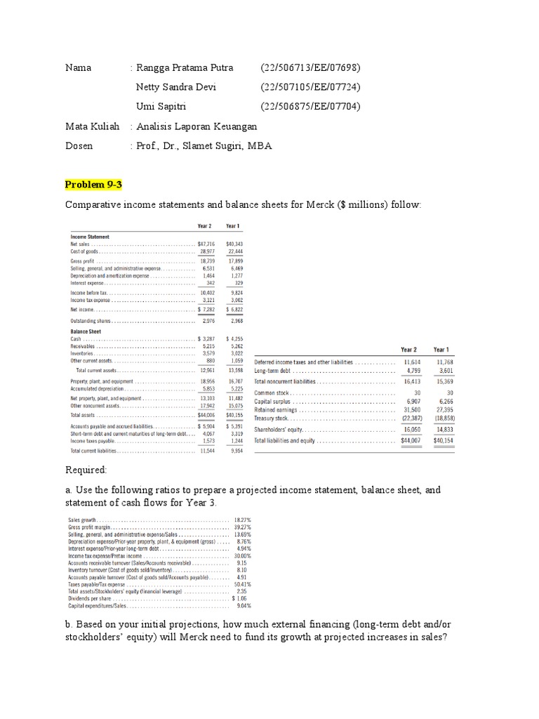 Kelompok 5 - ALK Problem 9-3 | PDF | Expense | Income Statement