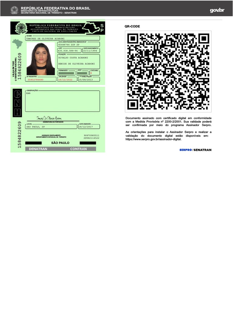 CNH Digital | PDF | Carteira de Motorista | Brasil