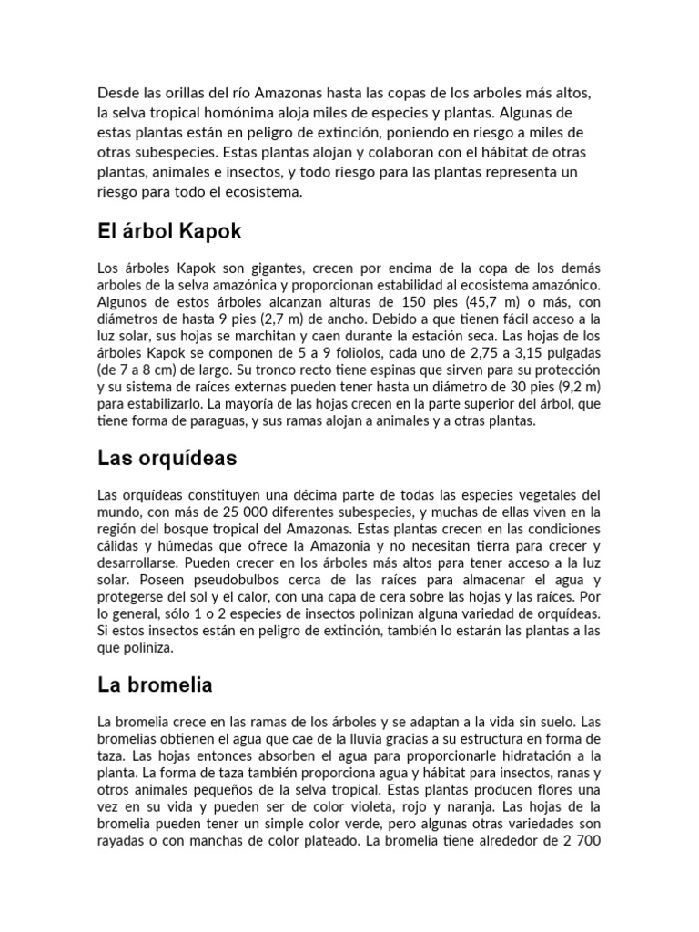 Flora Del Amazonas en Peligro de Extincion | PDF | Arboles | Orchidaceae