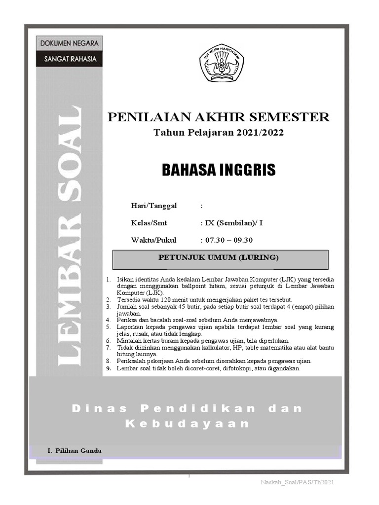 Grade9 - Naskah Soal | PDF
