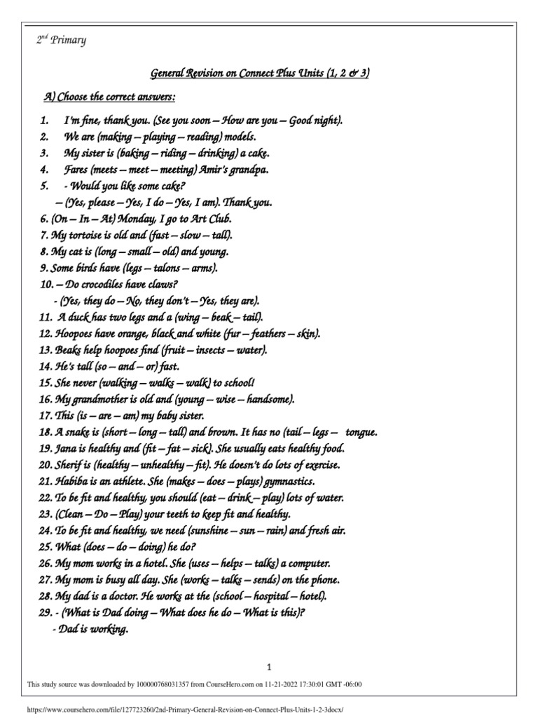 2nd Primary General Revision On Connect Plus Units 1 2 3 | PDF