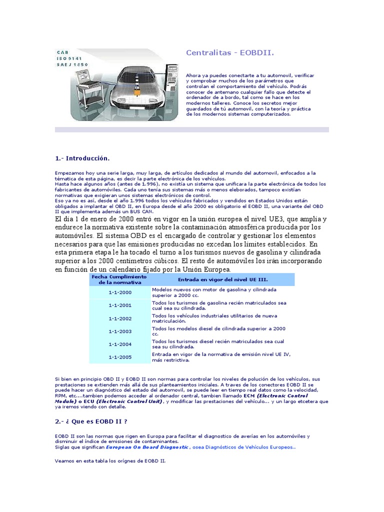Centralitas y EOBDII en Automóviles | PDF | Microcontrolador | Informática