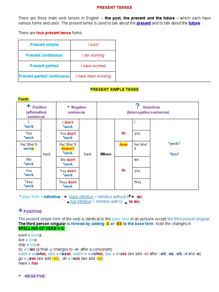 Present Tenses | PDF | Grammar | Language Mechanics