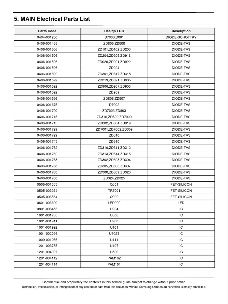 SM-G950F Main Electrical Parts List | PDF
