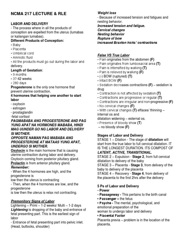 Ncma 217 Lecture | PDF | Childbirth | Postpartum Period