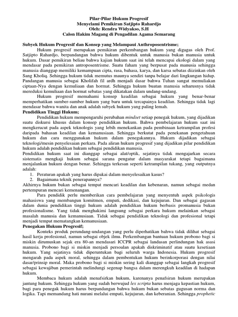 Pilar-Pilar Hukum Progresif Rahardjo | PDF