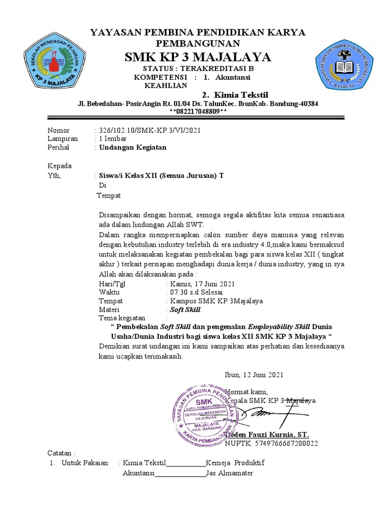 Surat Undangan Pemateri Pembekalan | PDF