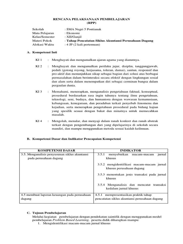 RPP Ekonomi Kelas XII Nur Azlin | PDF