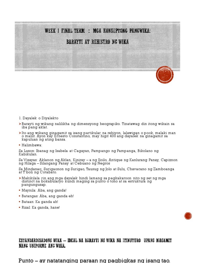 Diyalekto Sa Pilipinas | PDF