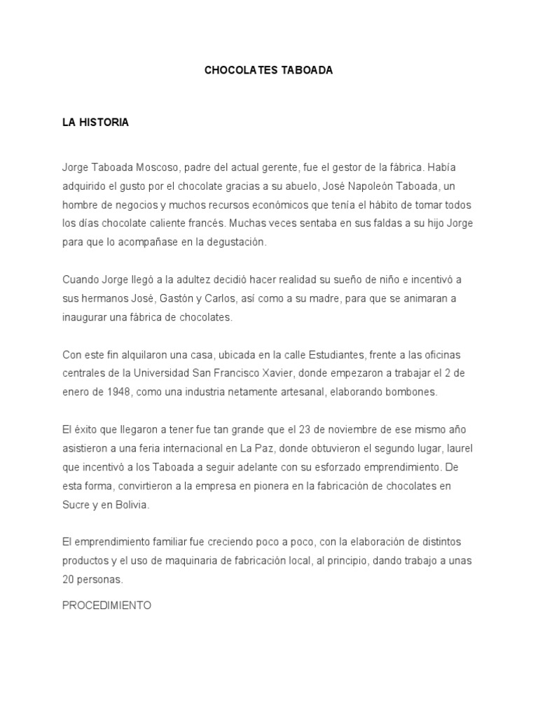 Chocolates Taboada | PDF