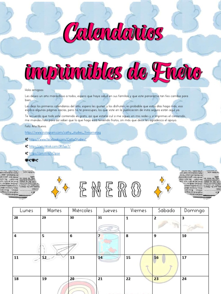 Calendarios imprimibles de enero 2024 | PDF | Calendario