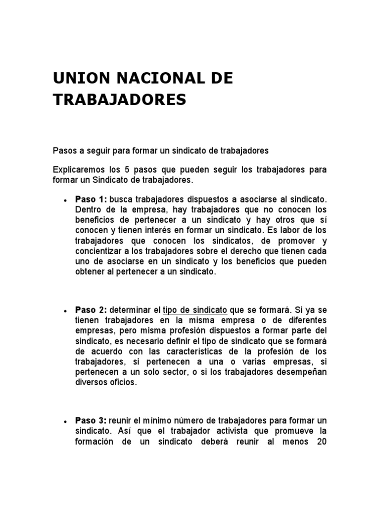 Cómo formar un sindicato: 5 pasos clave | PDF | Sindicato | Business