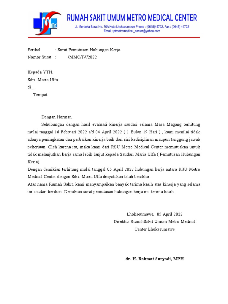 Surat Anak Magang | PDF