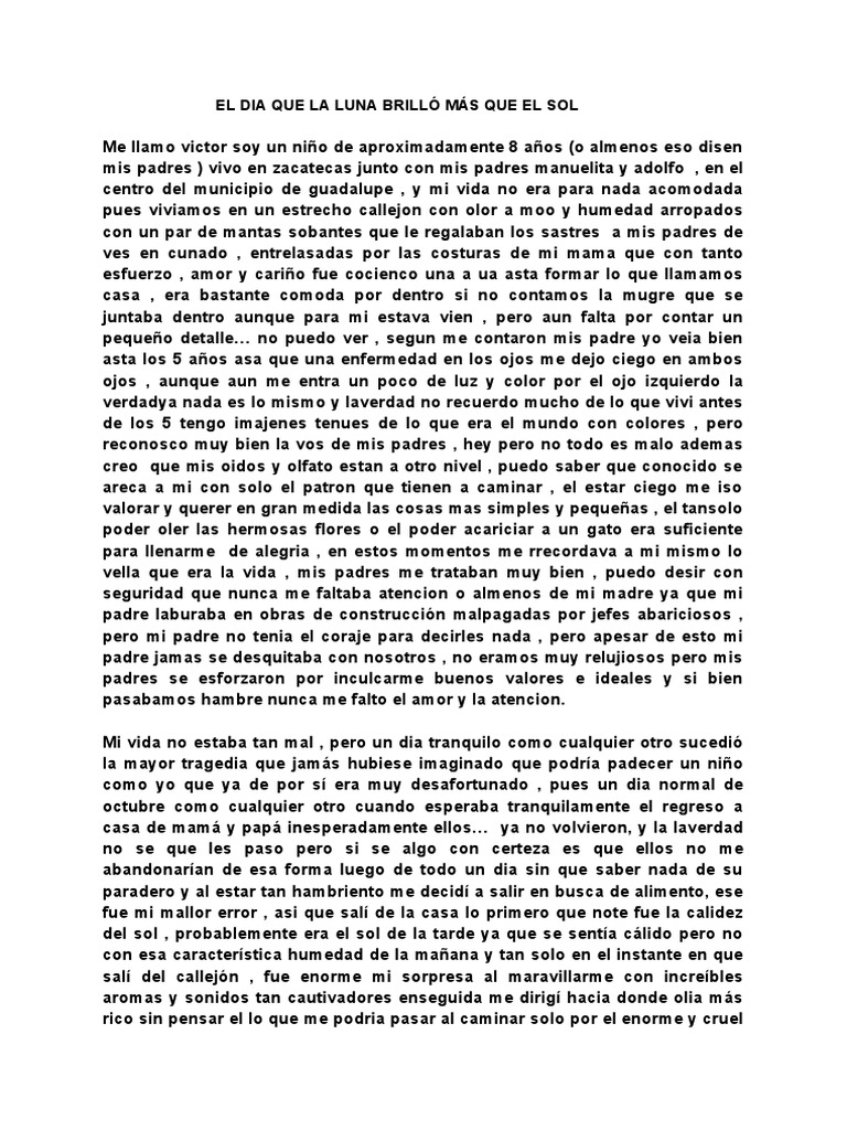 El Dia Que La Luna Brilló Más Que El Sol | PDF