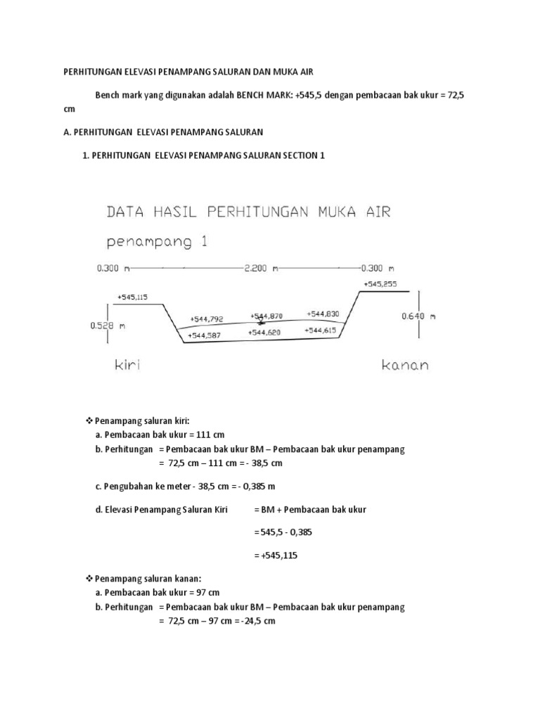 Contoh Perhitungan Elevasi Saluran BARU | PDF
