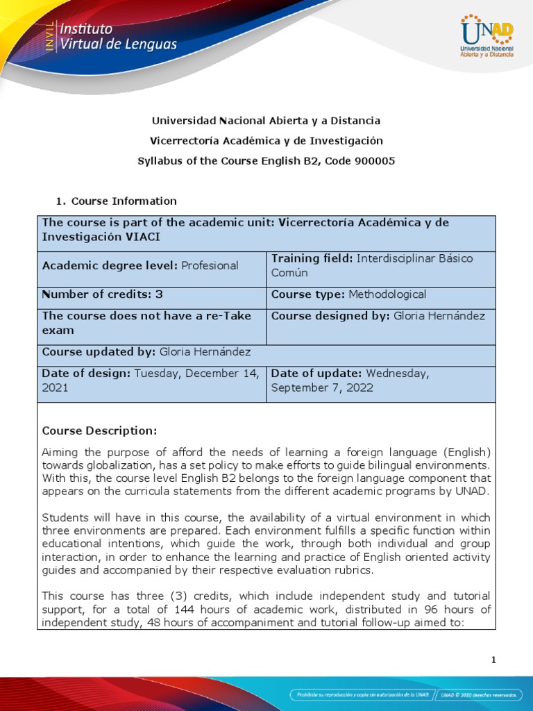 Course Syllabus English B2 | PDF | Learning | Essays