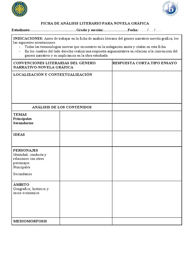 Ficha de Análisis - Novela Gráfica | PDF