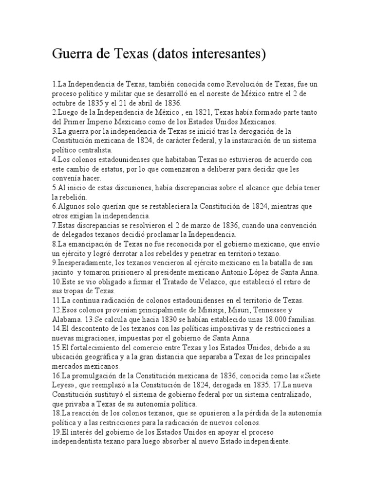 Guerra de Texas | PDF | Revolución de Texas | Texas