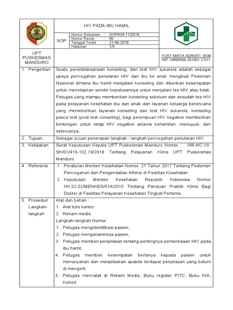 Sop Hiv Pada Ibu Hamil | PDF