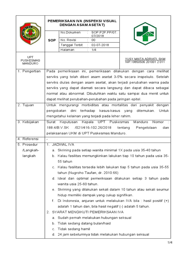 Prosedur dan Hasil Pemeriksaan IVA | PDF