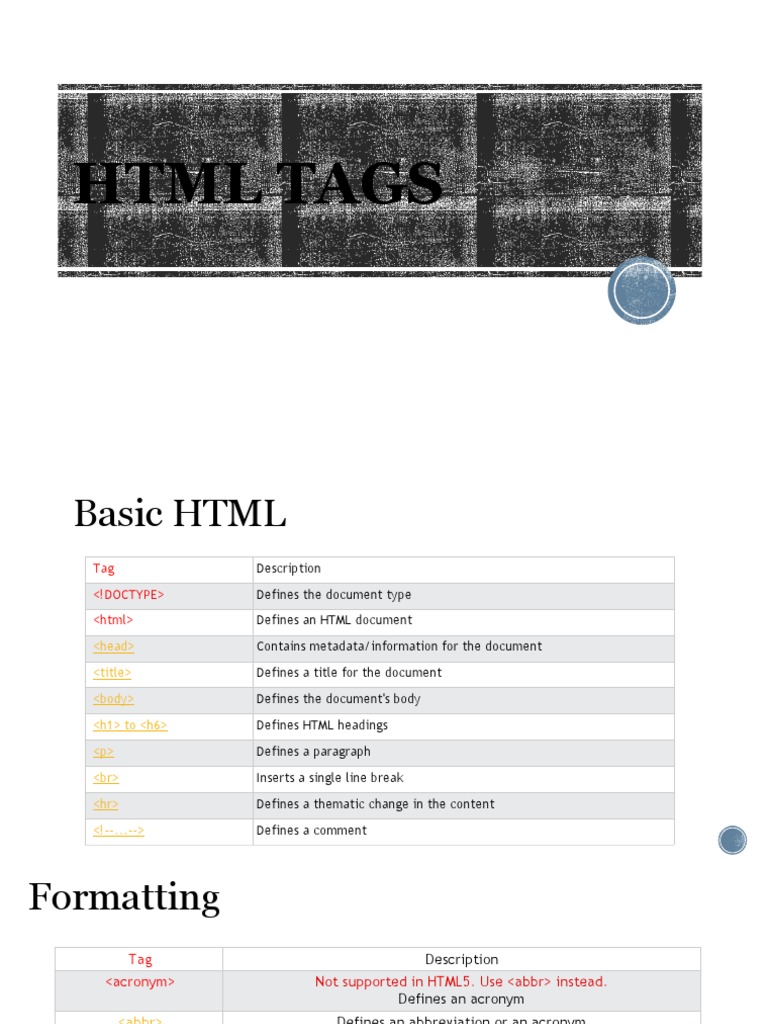 HTML Tags | PDF | Html | Html Element