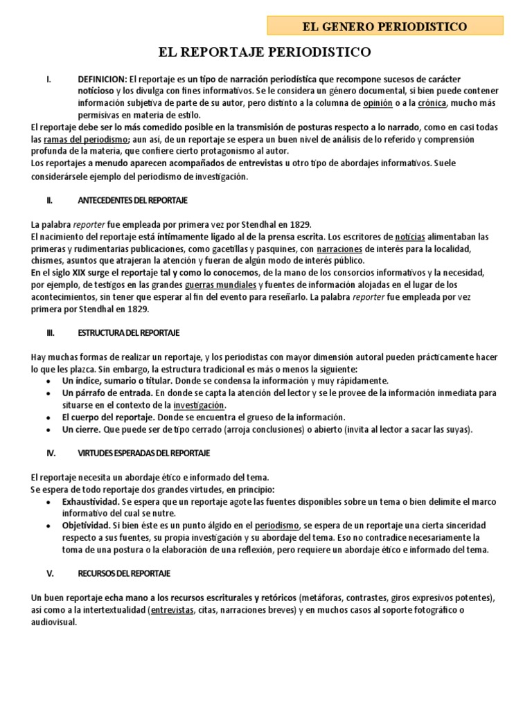 El Reportaje Periodistico | PDF