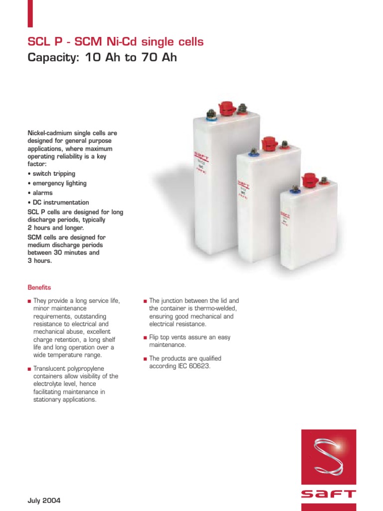 Batteries Ni-CD Saft SCL P - SCM | PDF | Electrical Engineering ...