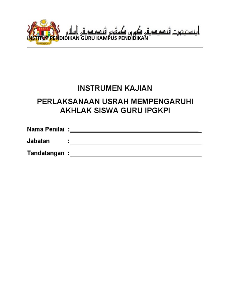 Instrumen Kajian Tinjauan (Last) | PDF