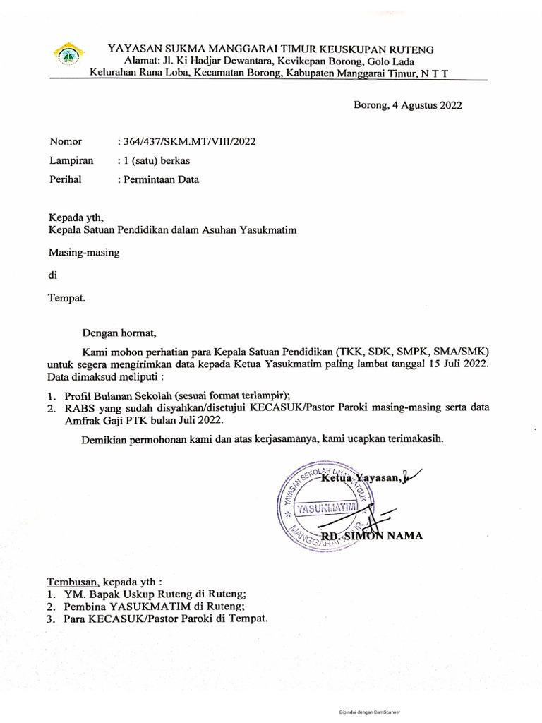 Surat Permintaan Data | PDF