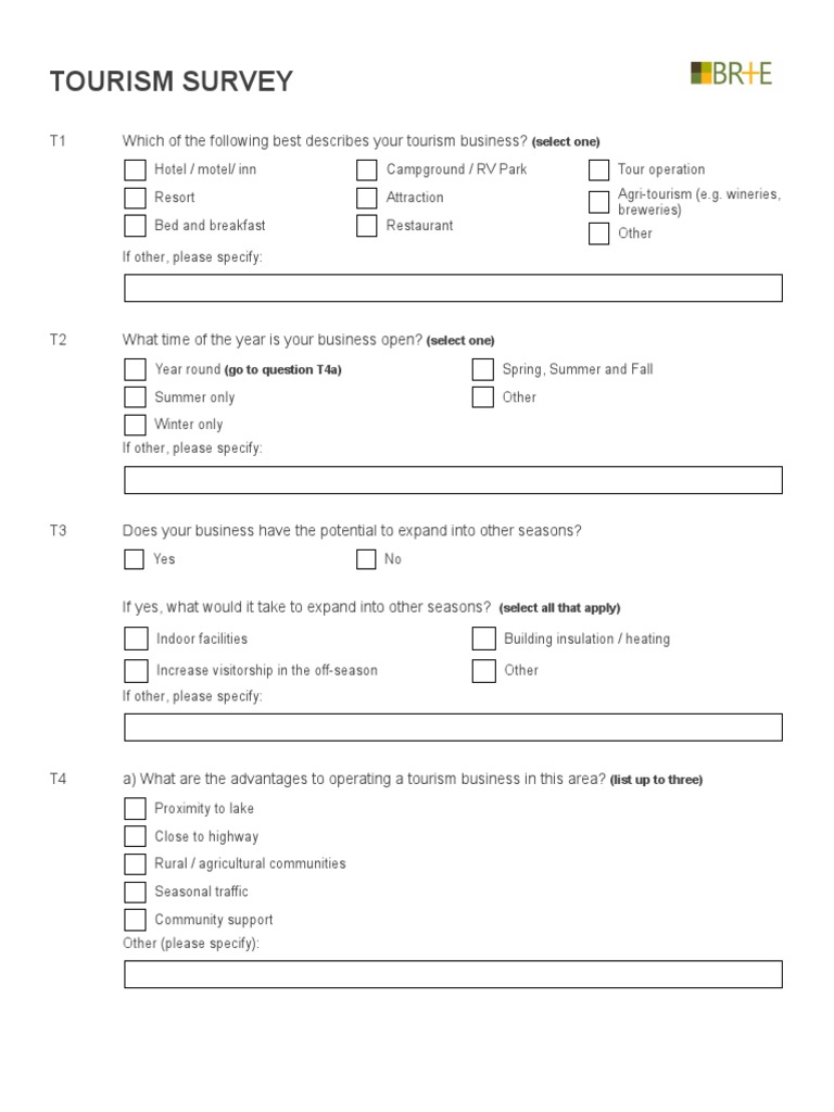 BRE Tourism Survey | PDF | Tourism