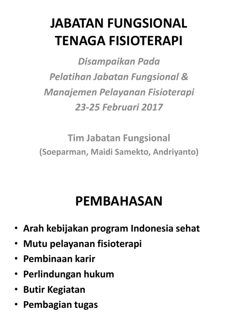 Jabatan Fungsional Fisioterapi | PDF