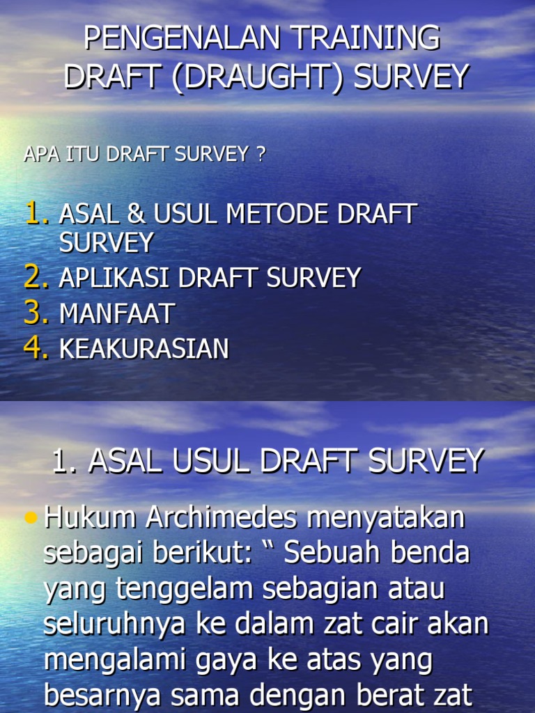 Pengenalan Training Draft Survey | PDF