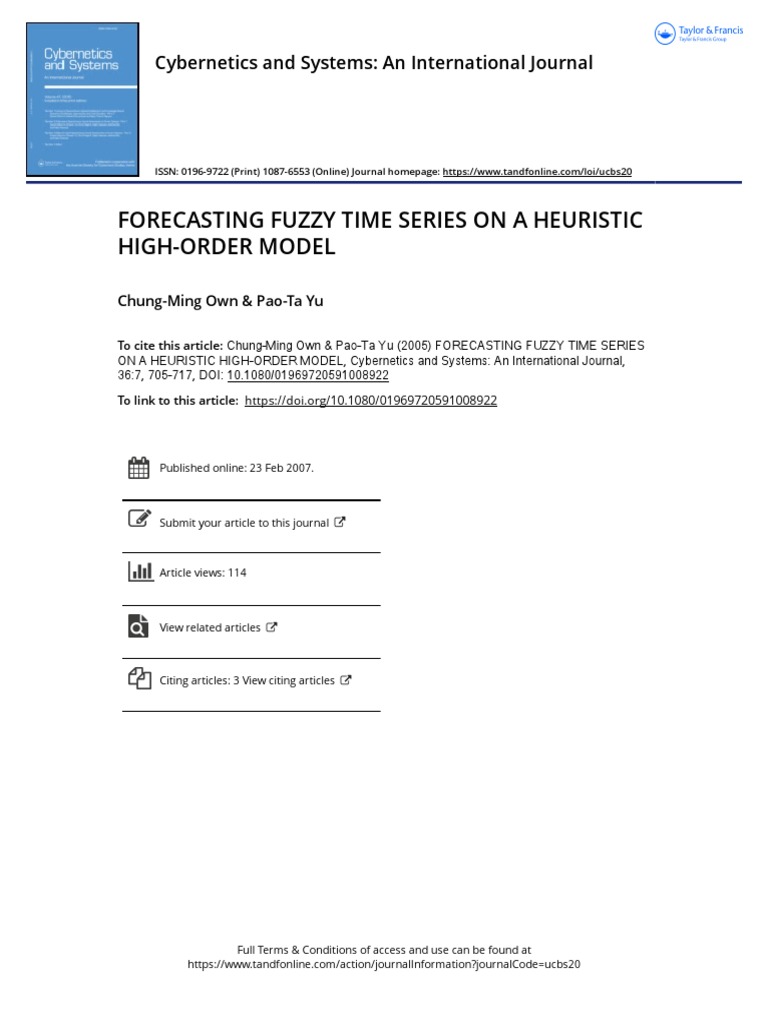Forecasting Fuzzy Time Series On A Heuristic High Order Model | PDF
