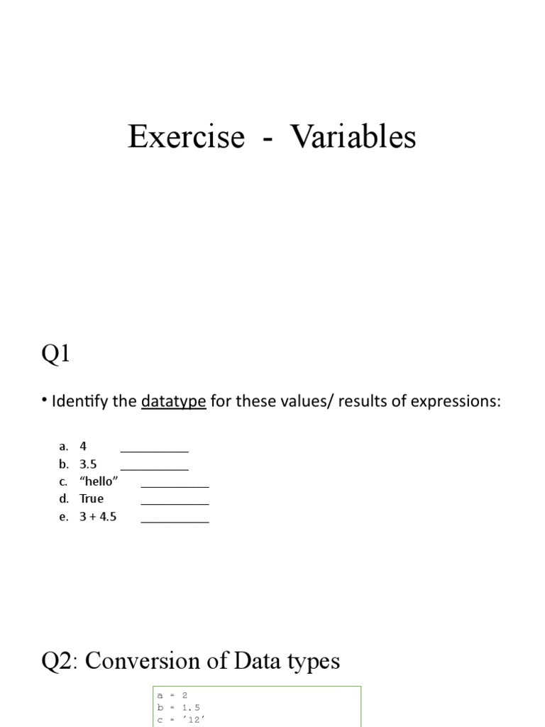 Ex Variables Pdf Integer Computer Science Data Type 