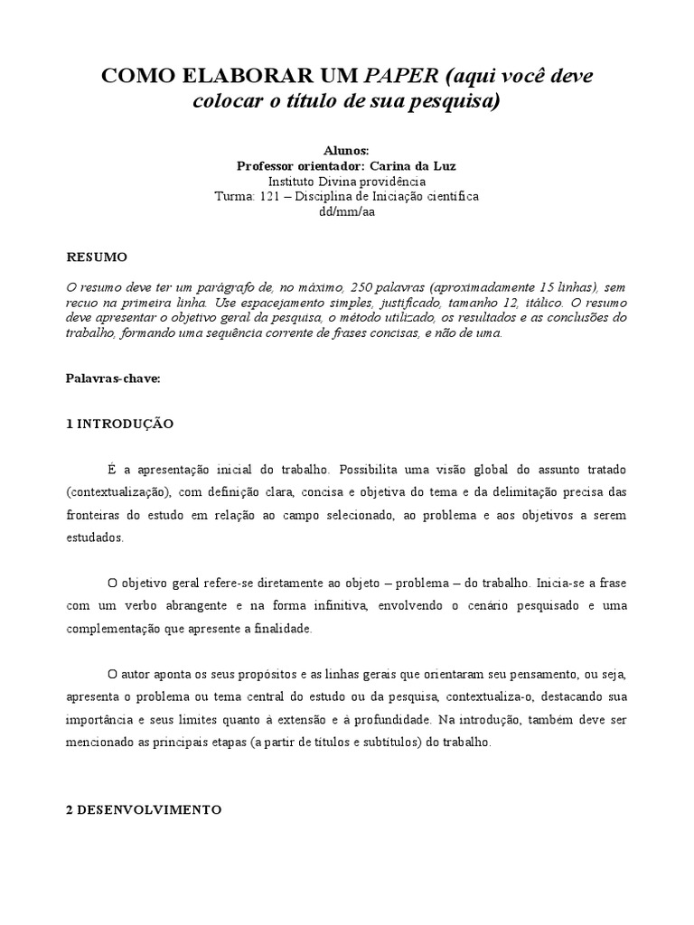 Exemplo Paper Científico | PDF | Abstract (resumo) | Science