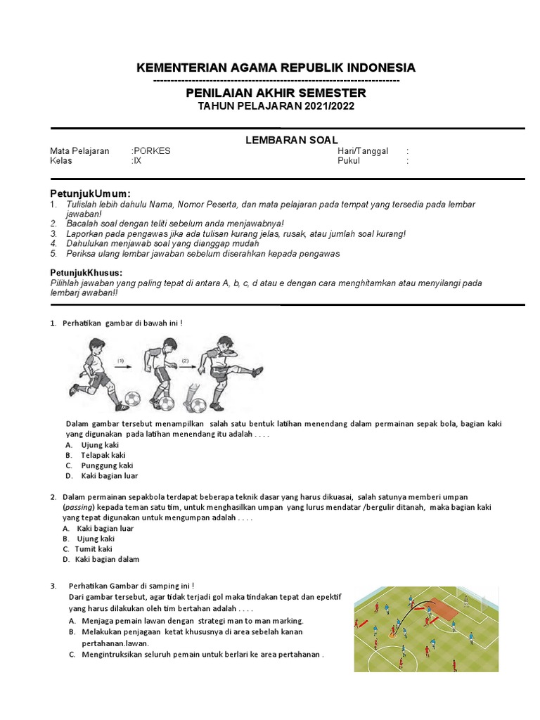 Soal Penilaian Akhir PORKES Kelas IX | PDF