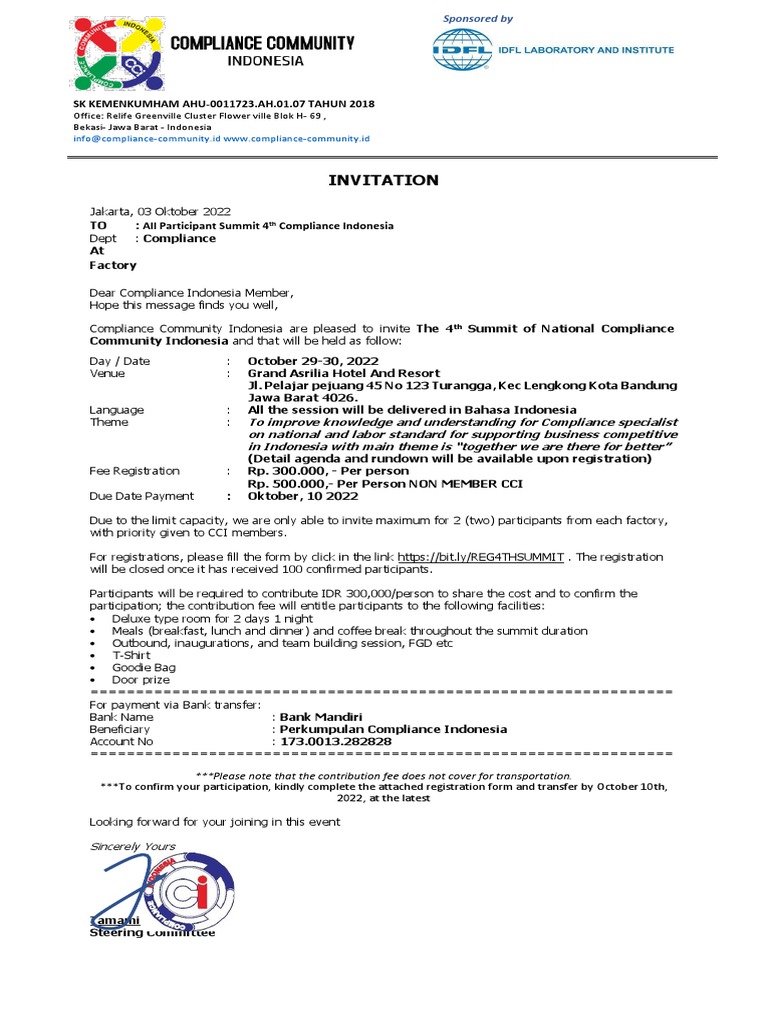 Cci-Invitation Letter 4th Summit All Participantpdf | PDF