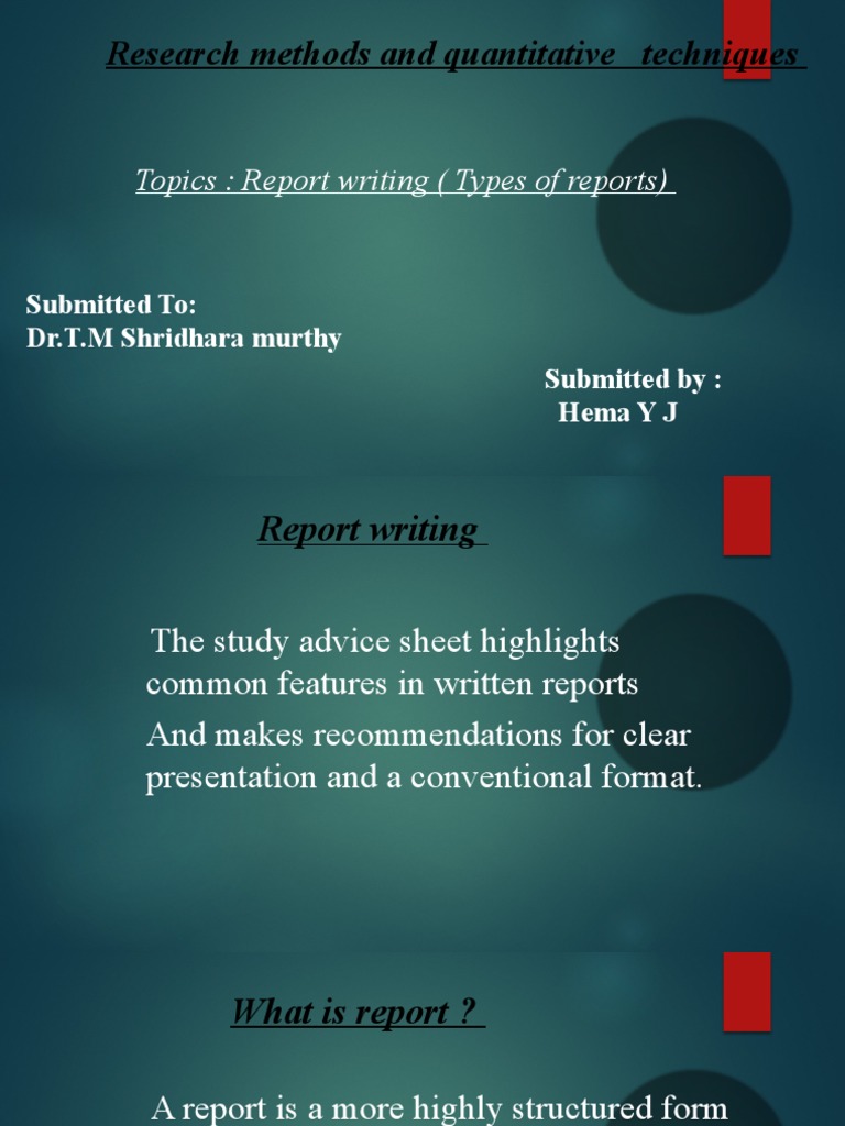 Report Writing for Researchers | PDF