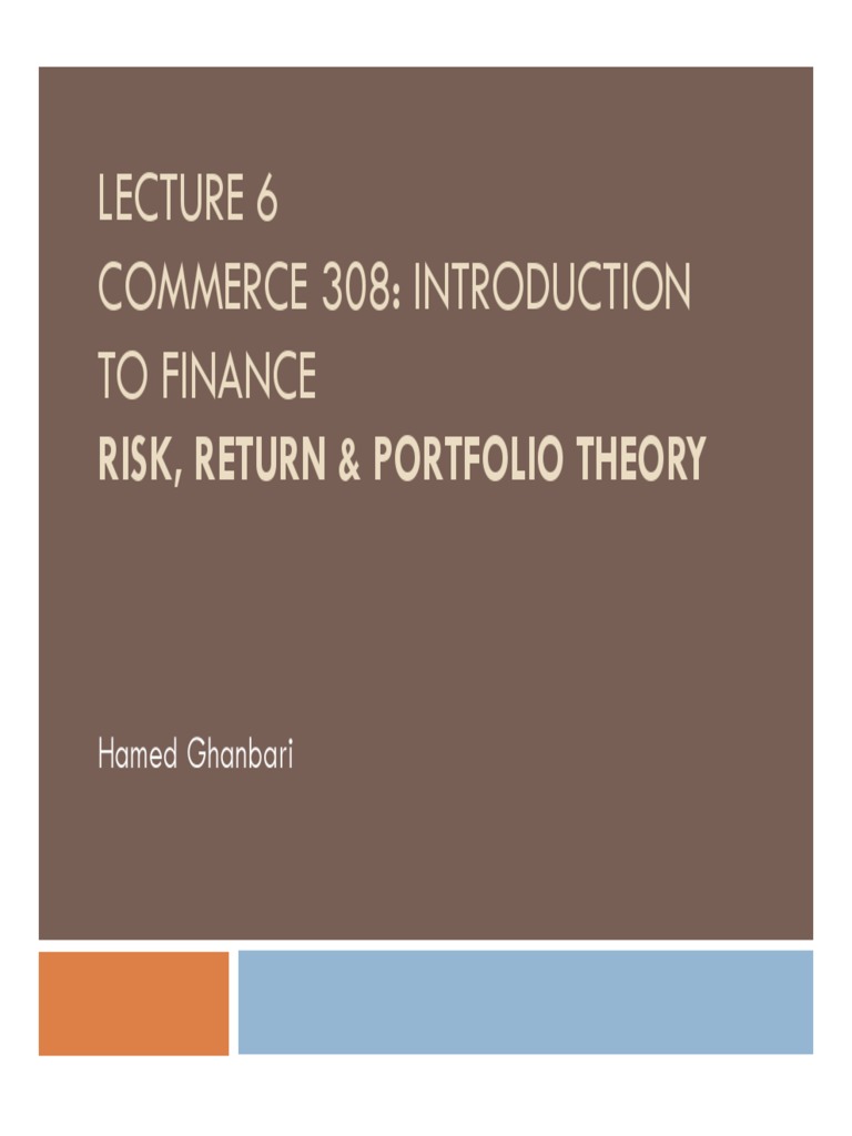 Risk, Return and Portfolio Theory | PDF | Modern Portfolio Theory | Diversification (Finance)