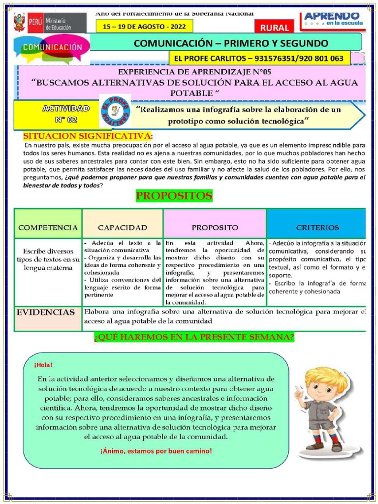 Experiencia de Aprendizaje #05 - Actividad #02 - 1ero y 2do - Comunicacion - 00001 | PDF